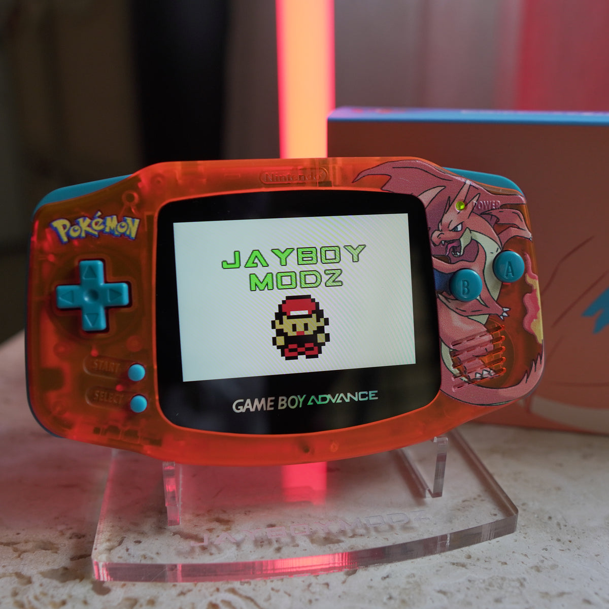 NEW MEGA-Charizard Themed GBA IPS Screen Mod w/Box! – JAYBOYMODZ