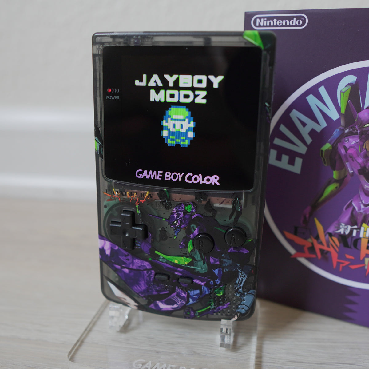 NEW EVANGELION Themed GBC with Q5 Light up Logo IPS Screen Mod w/Box ...