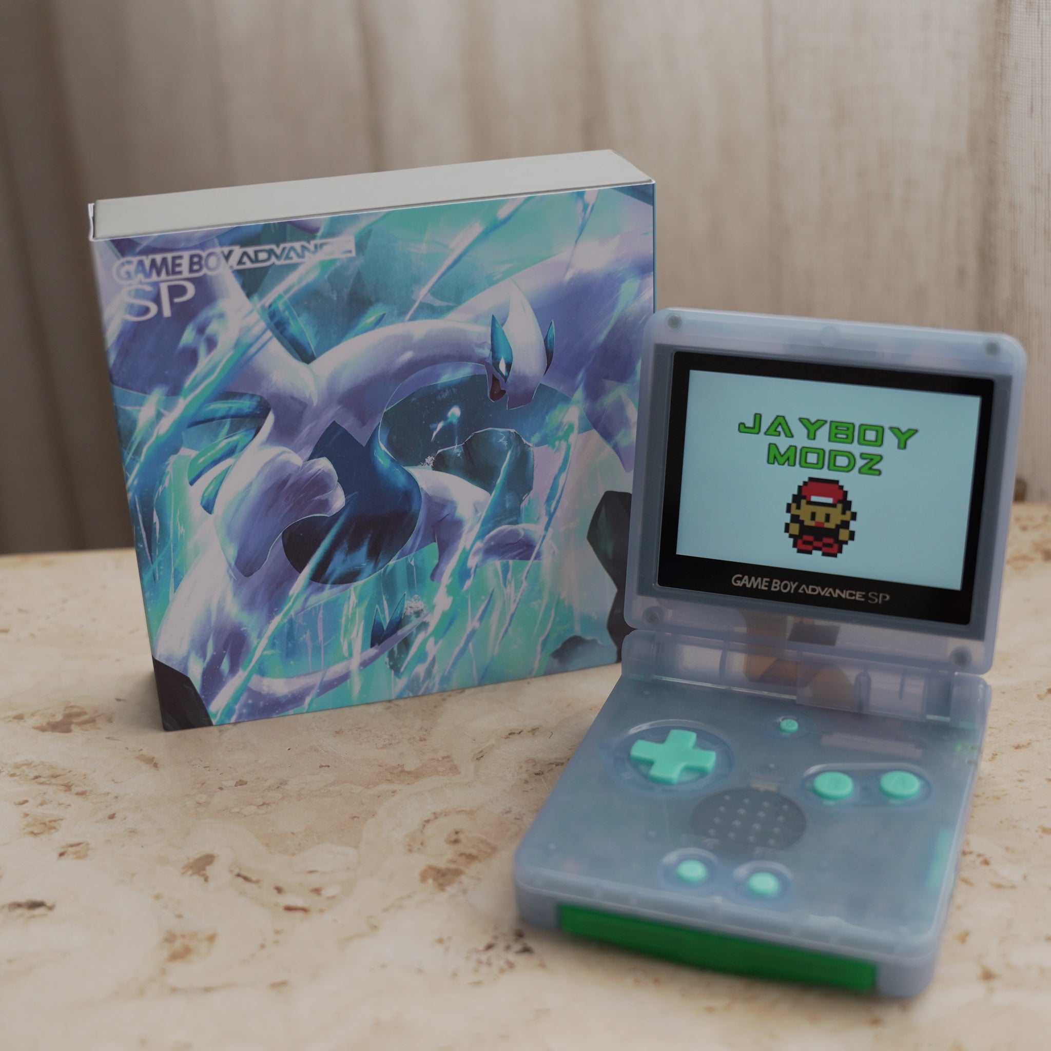 NEW LUGIA Themed GBA SP IPS Screen Mod w/Box! – JAYBOYMODZ