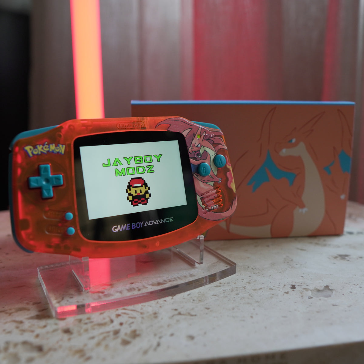NEW MEGA-Charizard Themed GBA IPS Screen Mod w/Box! – JAYBOYMODZ
